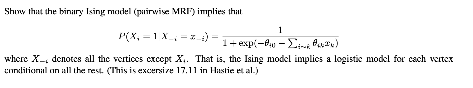 Show that the binary Ising model (pairwise MRF) | Chegg.com