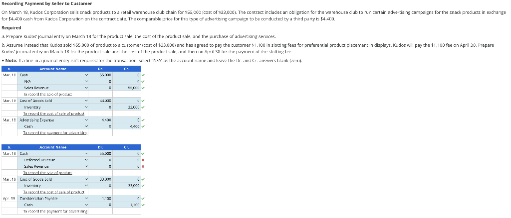 or $4,400 cash from Kudos Corporation on the contrace | Chegg.com