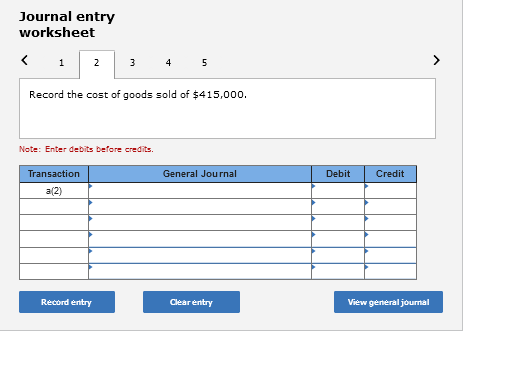 Solved Journal entry worksheet Record the cost of goods sold | Chegg.com