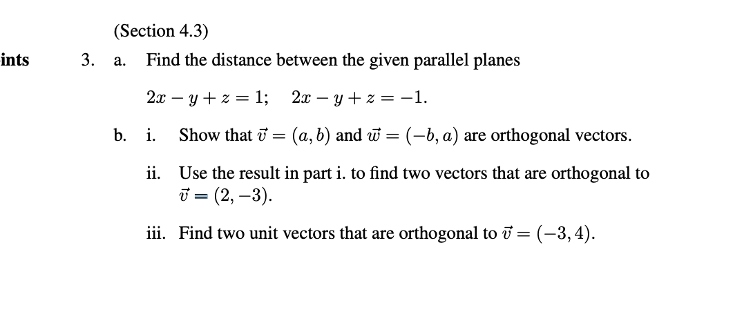 Solved a. Find the distance between the given parallel | Chegg.com