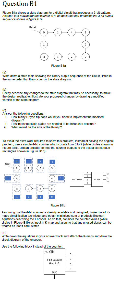 Solved Question B1 Figure B1a shows a state diagram for a | Chegg.com