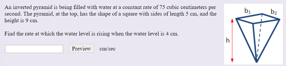 Solved 62 An inverted pyramid is being filled with water at | Chegg.com