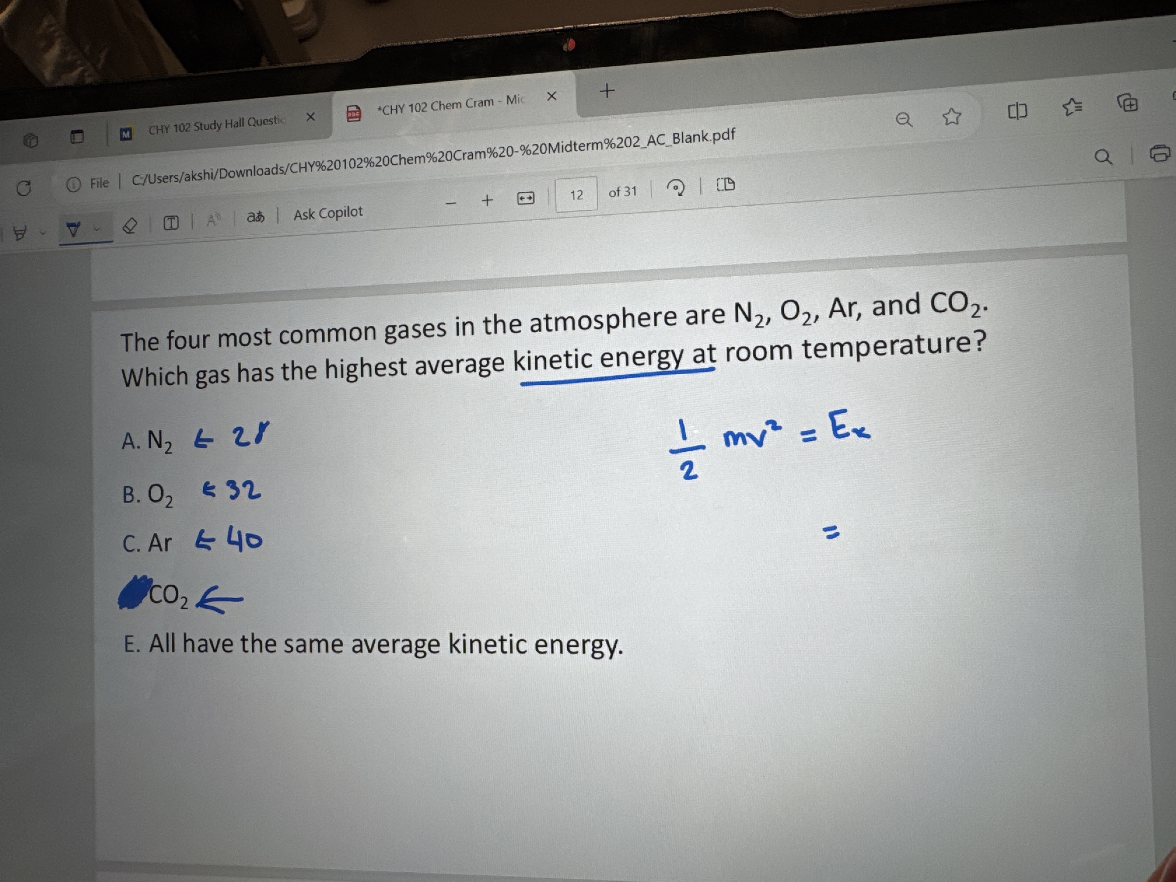 Solved The Four Most Common Gases In ﻿the Atmosphere Are 3894