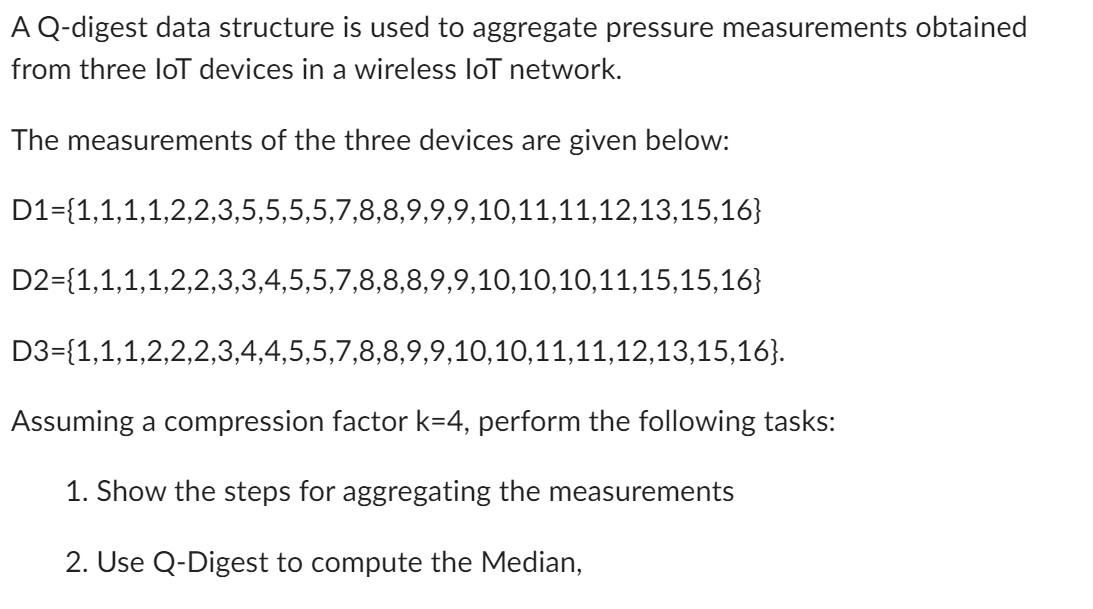 Solved A Q-digest data structure is used to aggregate | Chegg.com