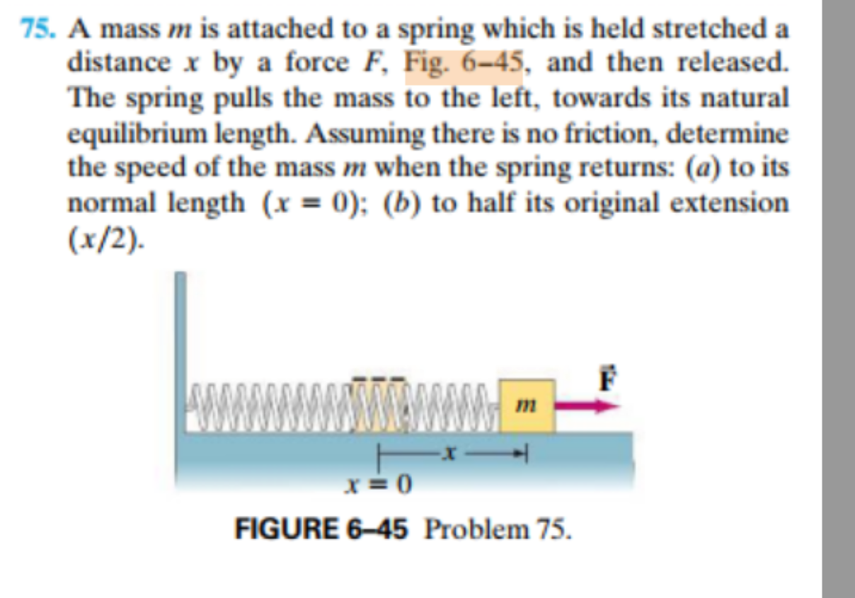 Solved 75. A mass m is attached to a spring which is held | Chegg.com