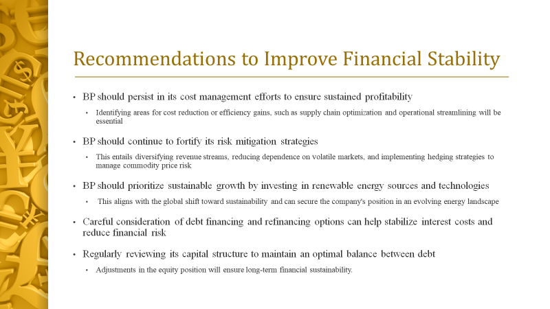 Solved Recommendations to Improve Financial Stability - BP | Chegg.com