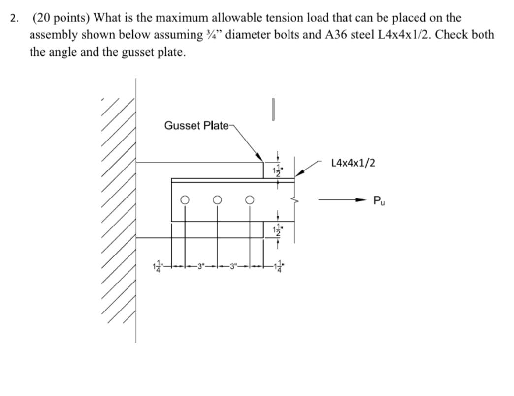 Solved 2. (20 points) What is the maximum allowable tension | Chegg.com