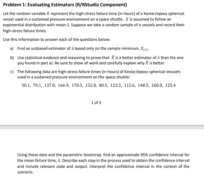 Problem 1: Evaluating Estimators (R/RStudio | Chegg.com