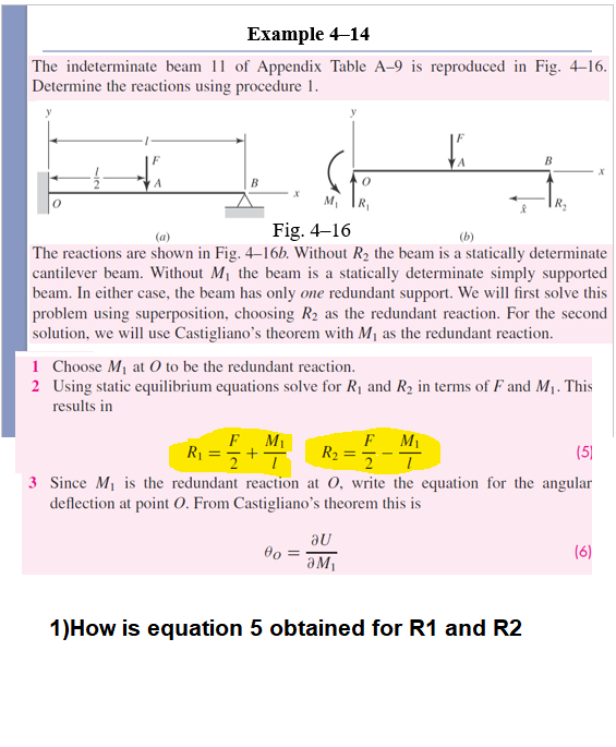 Solved Example 4-14 The indeterminate beam 11 of Appendix | Chegg.com
