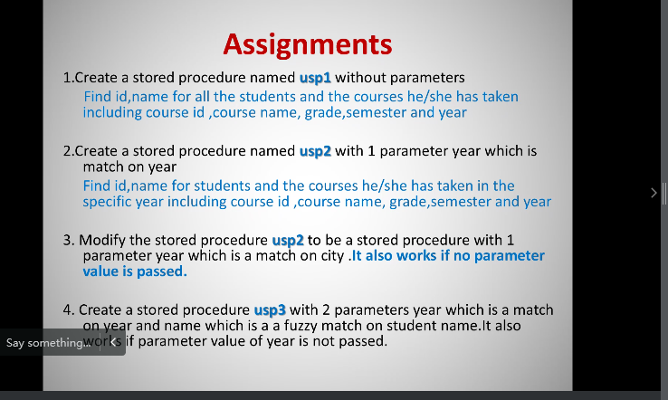 Solved 1.Create a stored procedure named usp1 without | Chegg.com