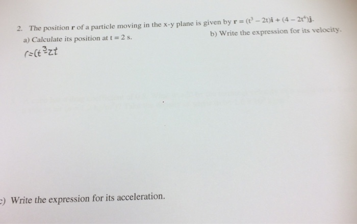 Solved The position r of a particle moving in the x-y plane | Chegg.com
