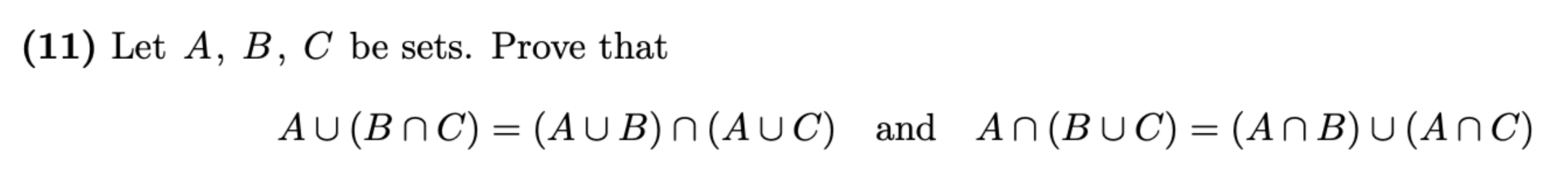 Solved (11) ﻿Let A,B,C ﻿be sets. Prove | Chegg.com