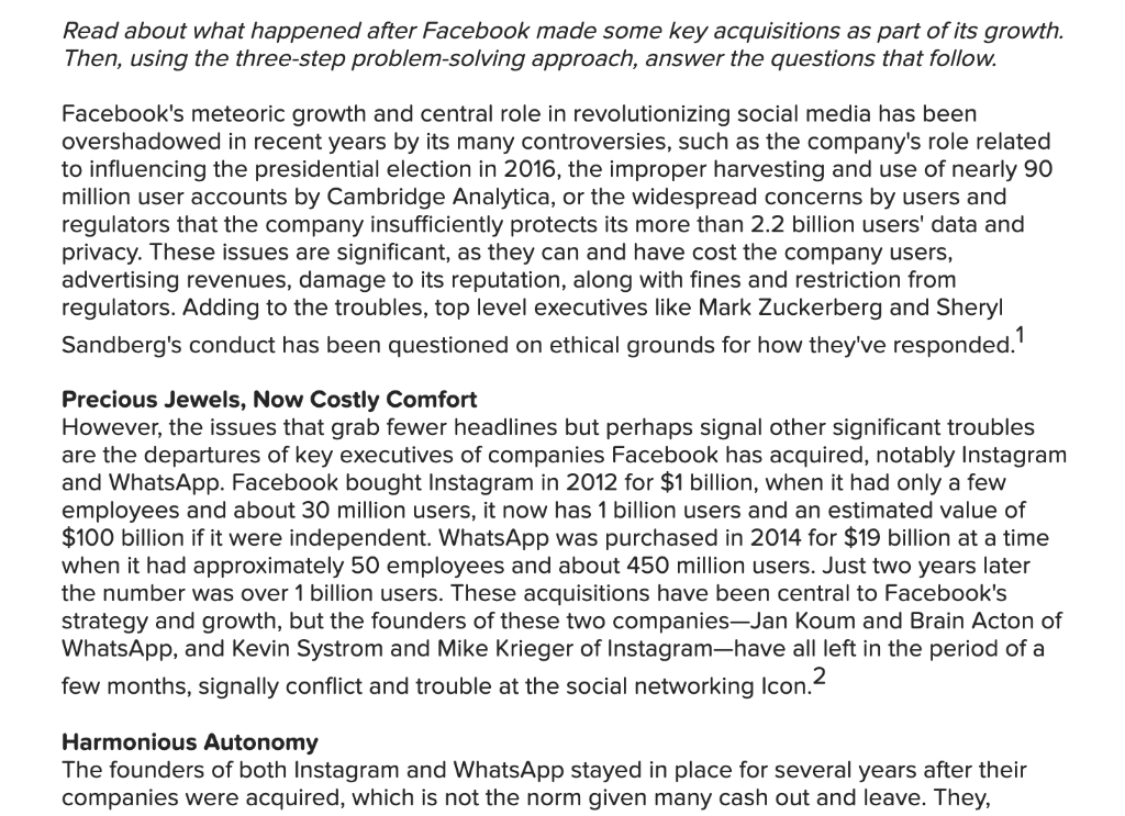 Solved Read about what happened after Facebook made some key | Chegg.com