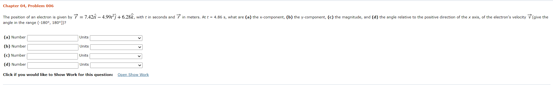 Solved Chapter 04, Problem 006 The position of an electron | Chegg.com