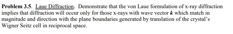 Solved Problem 3.5. Laue Diffraction. Demonstrate that the | Chegg.com