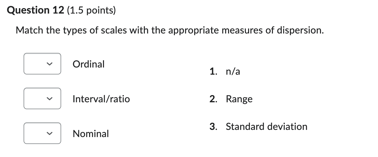 Solved Match the types of scales with the appropriate | Chegg.com