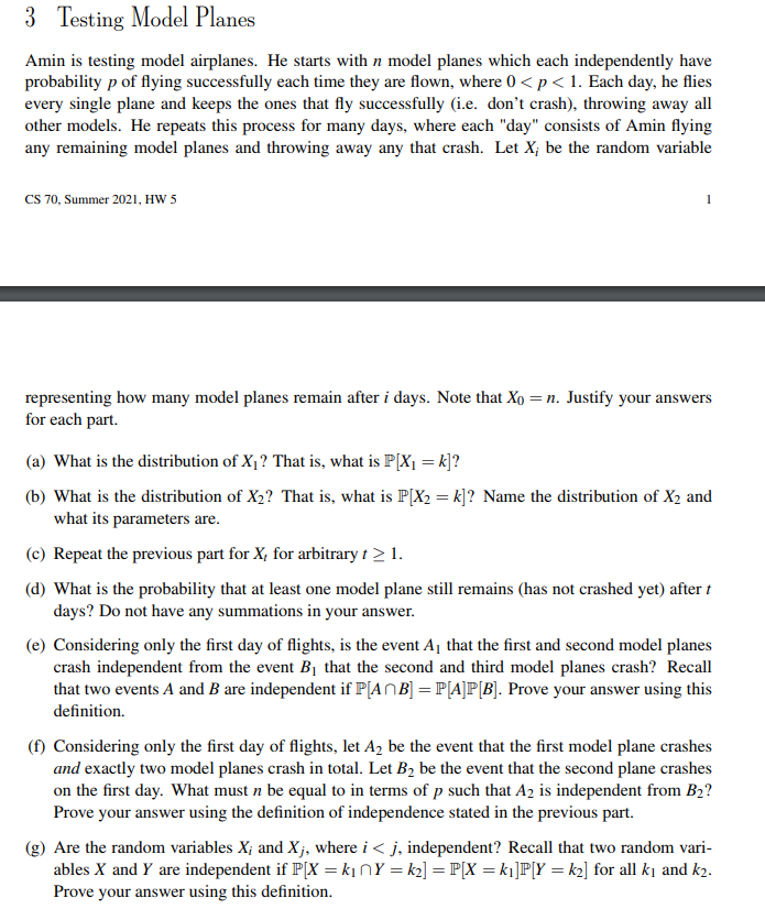 Solved 3 Testing Model Planes Amin is testing model | Chegg.com