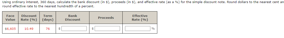 Solved Using ordinary interest, 360 days, calculate the bank | Chegg.com