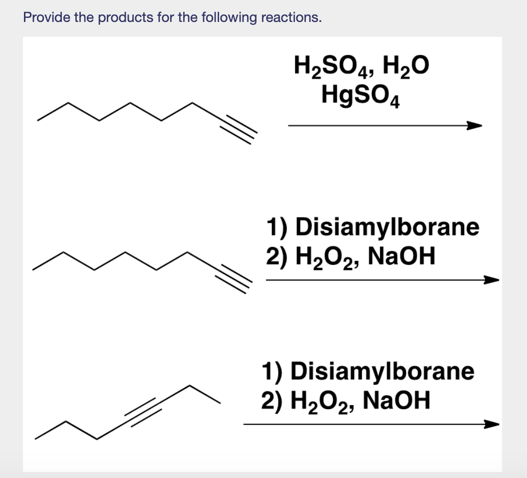 Solved Provide the products for the following reactions. | Chegg.com