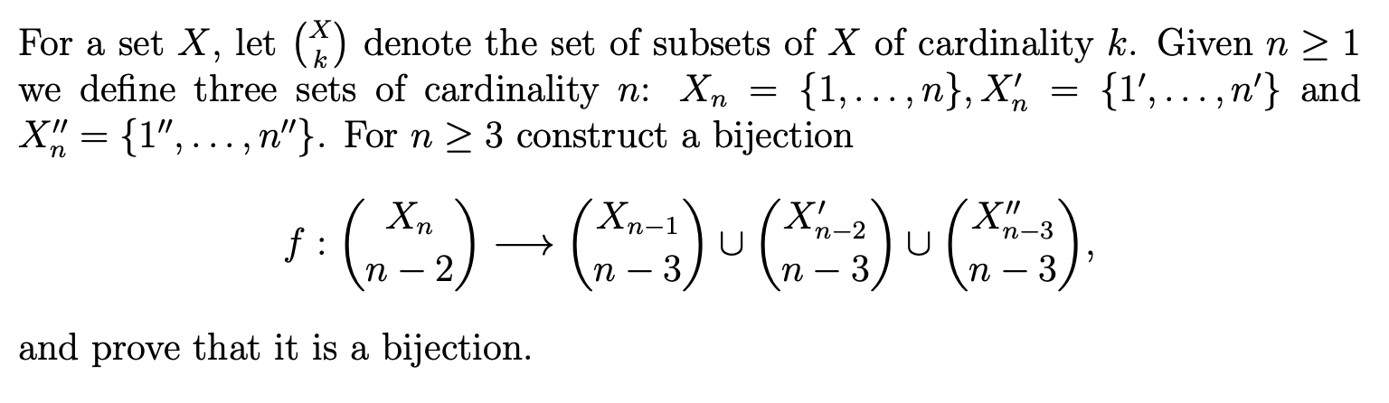 Solved For a set X, let (Xk) denote the set of subsets of X | Chegg.com