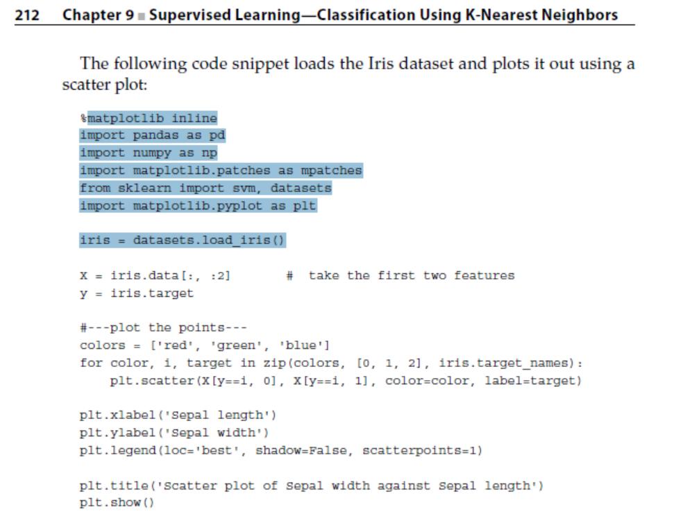 Solved from mechine learning book Use Iris DB (Chapter 9, | Chegg.com