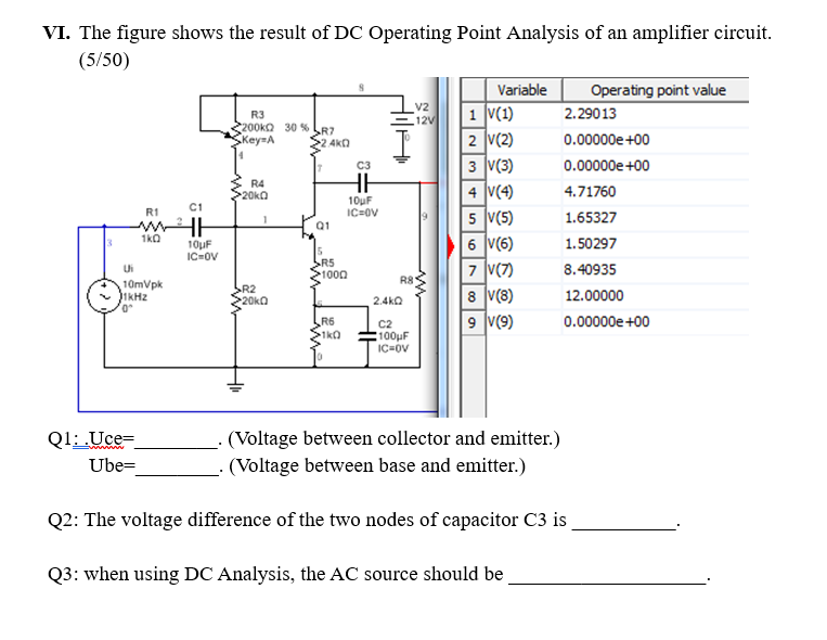 Solved V2 12V R3 2000 30% OR Key=A AKO C3 VI. The figure | Chegg.com