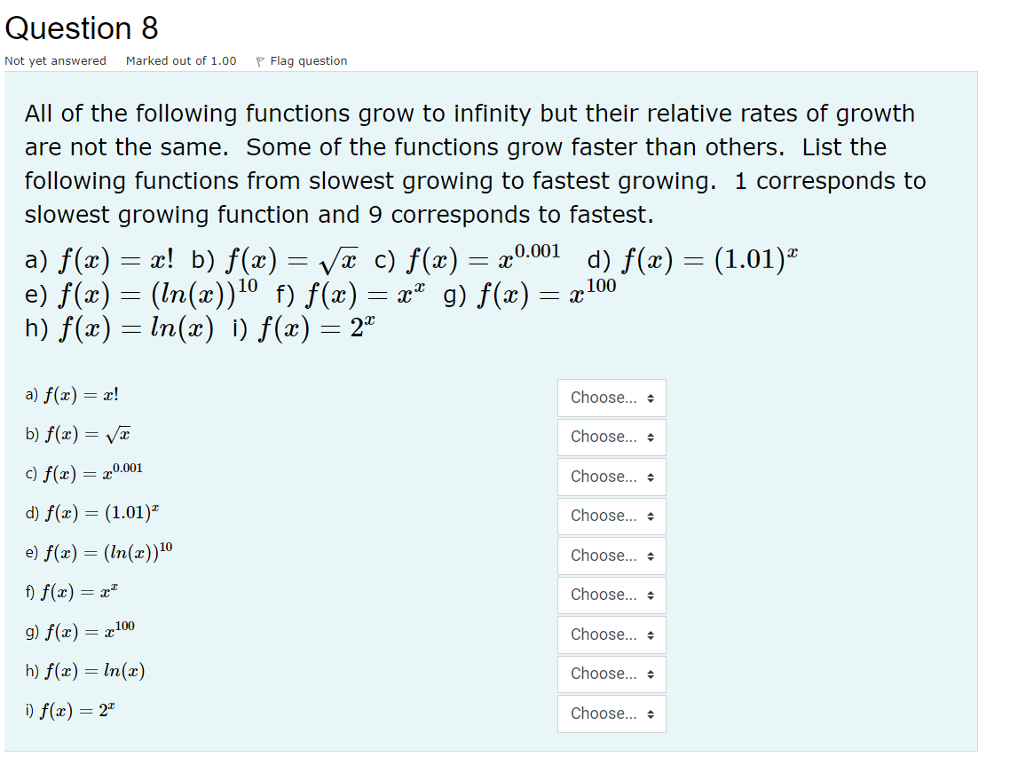 Solved Question 8 Not yet answered Marked out of 1.00 P Flag | Chegg.com