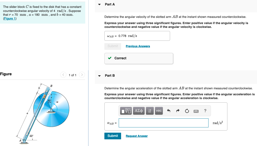 Solved The slider block C is fixed to the disk that has a | Chegg.com