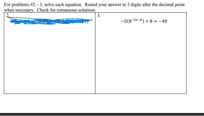 Solved For problems #2-3, ﻿solve each equation. Round your | Chegg.com