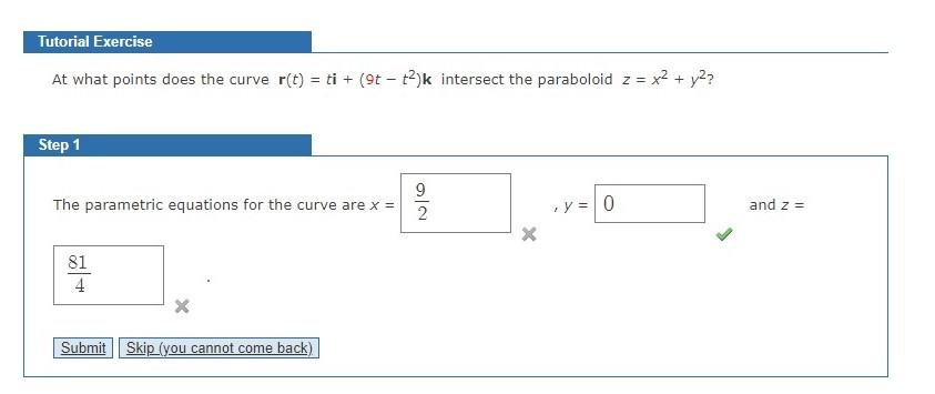 Solved Tutorial Exercise At what points does the curve r(t) | Chegg.com