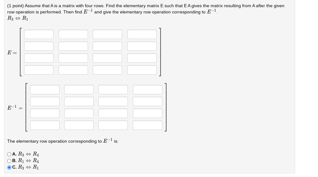 Solved (1 point) Assume that A is a matrix with four rows. | Chegg.com