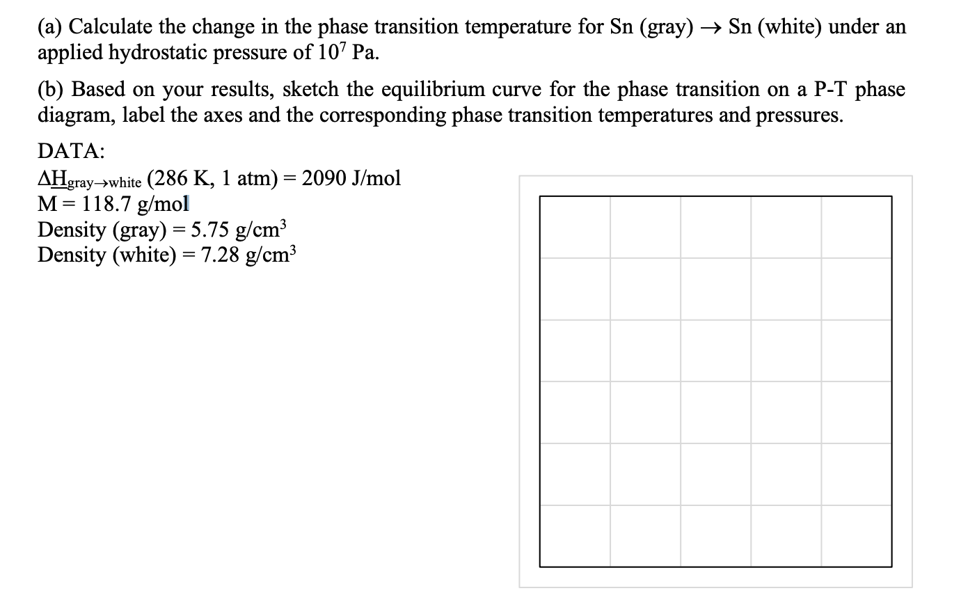 (a) Calculate the change in the phase transition | Chegg.com