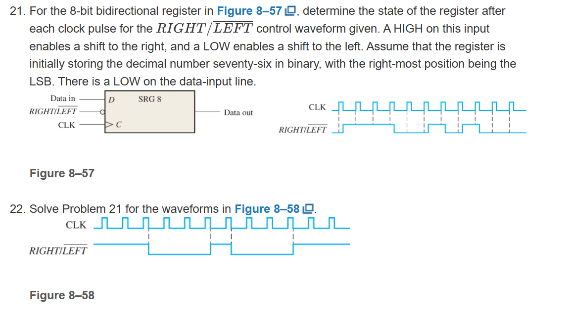 Solved 21. For the 8-bit bidirectional register in Figure | Chegg.com