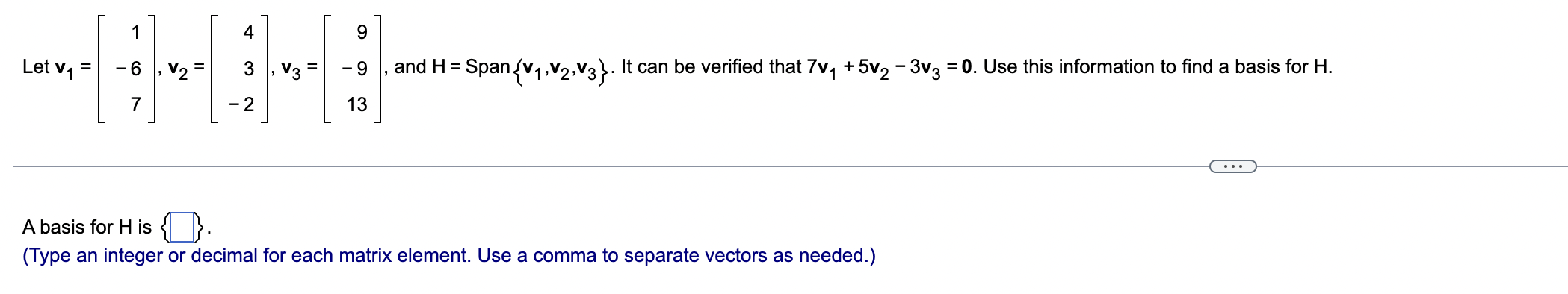 Solved 1 4 9 Let V1 = 6 , V2 = 3 V3 -9 and H = | Chegg.com