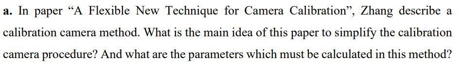 Solved a. In paper "A Flexible New Technique for Camera | Chegg.com