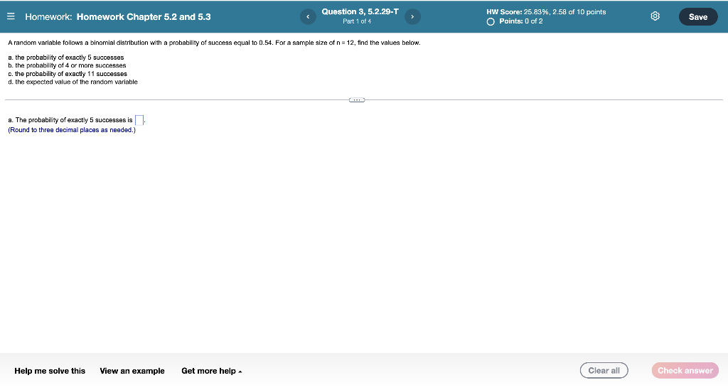 Solved Homework: Homework Chapter 5.2 and 5.3 Question 3, | Chegg.com