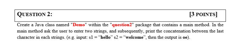 Solved Create A Java Class Named Demo Within The