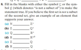 Solved 8. Fill in the blanks with either the symbol ⊆ or the | Chegg.com