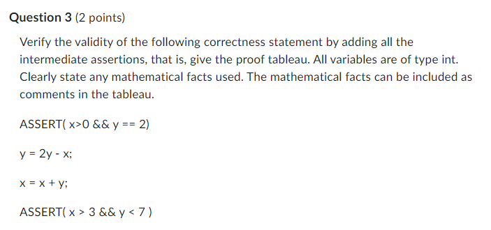 Solved Verify the validity of the following correctness | Chegg.com
