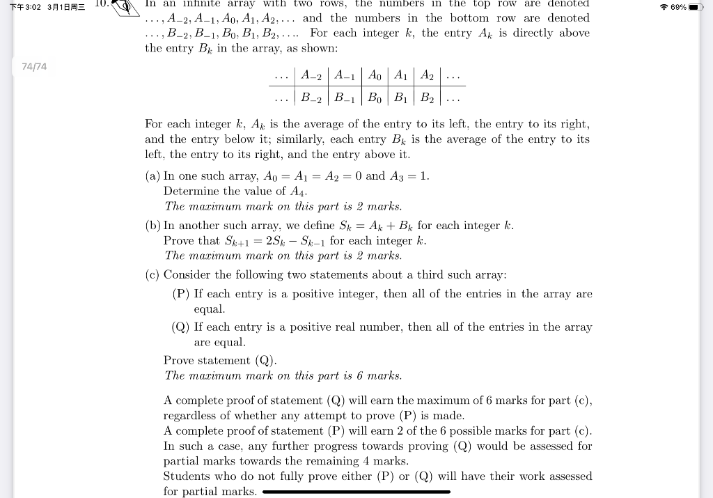 Solved In an infinite array with two rows, the numbers in | Chegg.com
