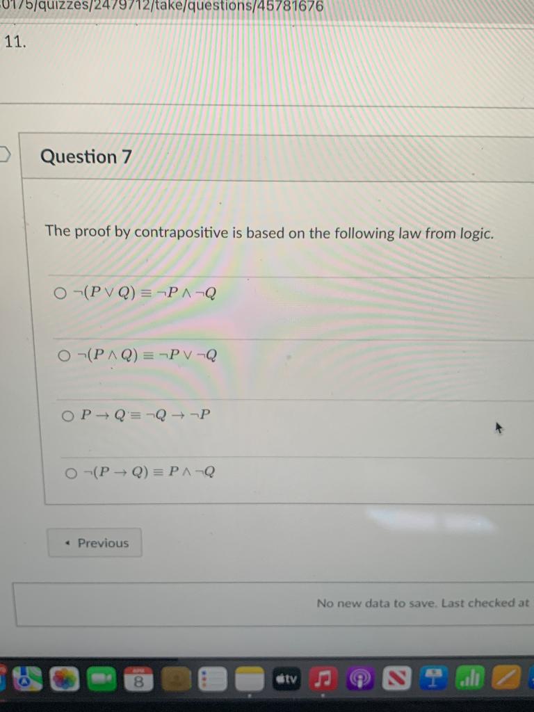 Solved The proof by contrapositive is based on the following | Chegg.com