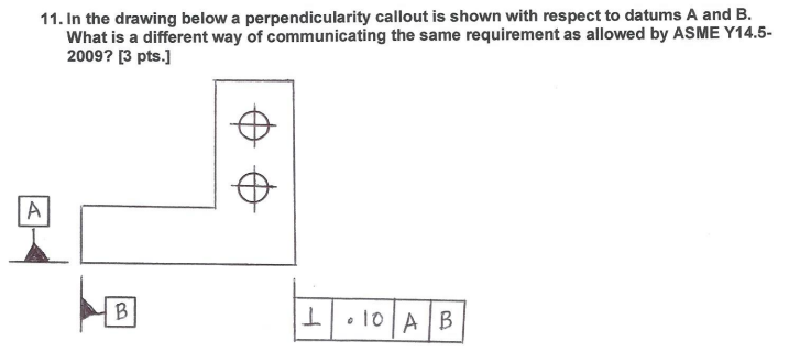 Solved 11. In the drawing below a perpendicularity callout | Chegg.com