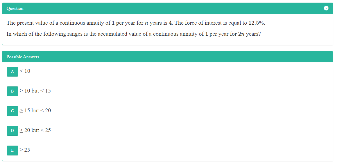Solved Question The present value of a continuous annuity of | Chegg.com