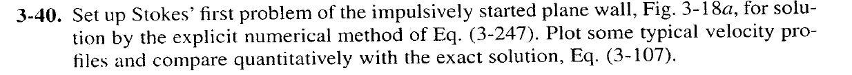 3-40. Set up Stokes' first problem of the impulsively | Chegg.com