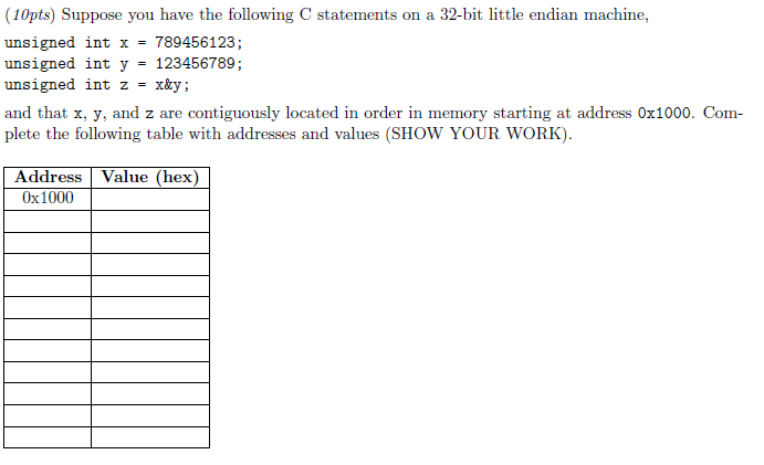 Solved (10pts) Suppose you have the following statements on | Chegg.com