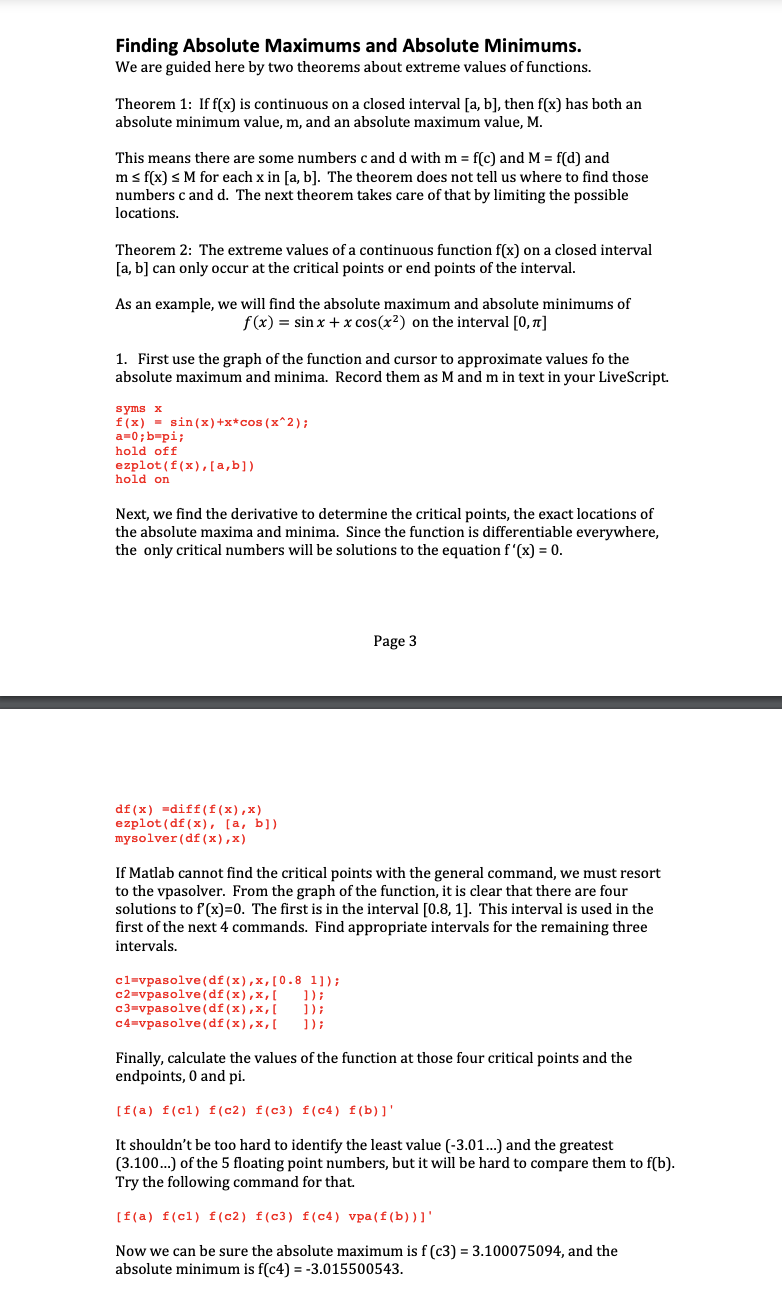 Solved Finding Absolute Maximums and Absolute Minimums. We | Chegg.com