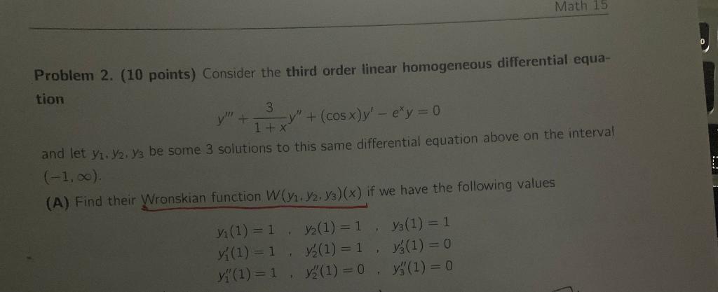 Solved Problem 2. (10 points) Consider the third order | Chegg.com
