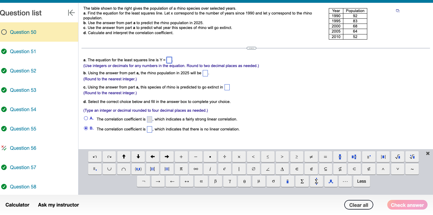 Solved The table shown to the right gives the population of | Chegg.com