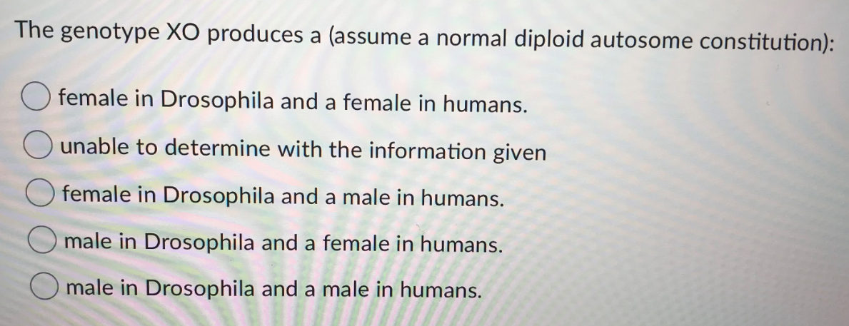 Solved The genotype XO produces a (assume a normal diploid | Chegg.com