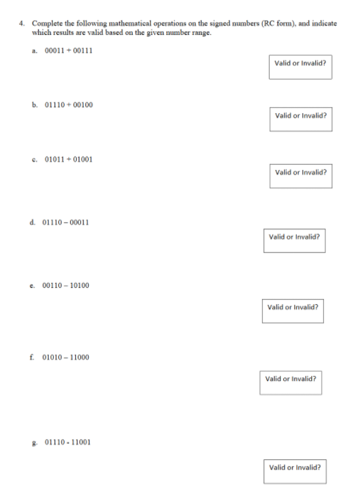 Solved 4. Complete the following mathematical operations on | Chegg.com